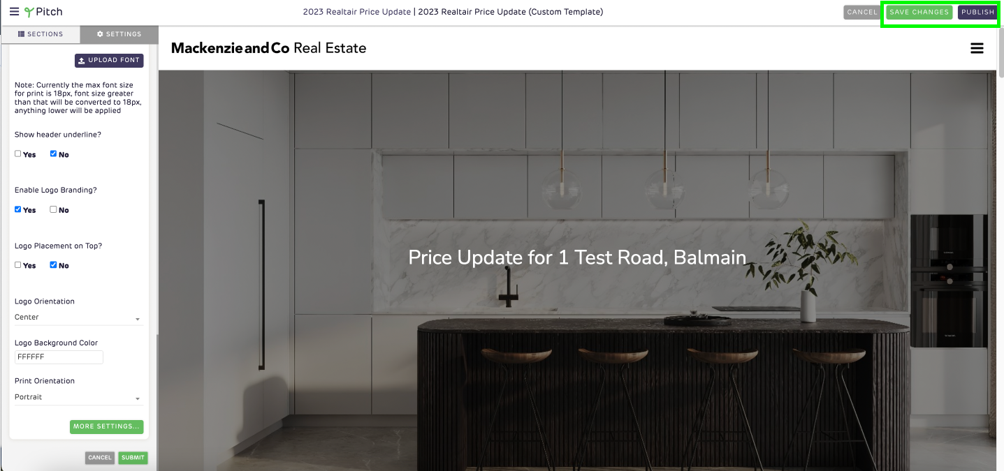Create a template using the template editor